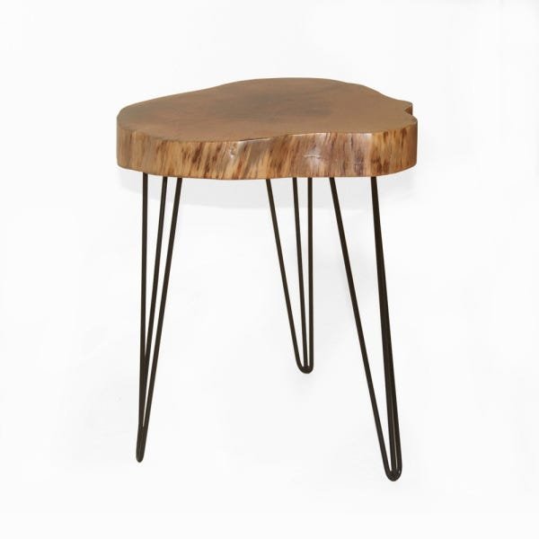 Mesa Lateral Tora Pés Hairpin Legs Tronco Rústico Bolacha | MadeiraMadeira