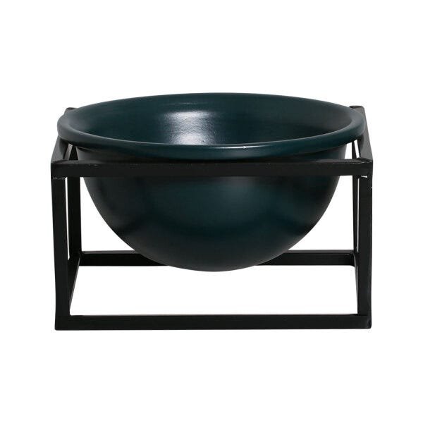 Vaso Azul M Cerâmica com Suporte Ferro Bbb para Decoração Mesa ...