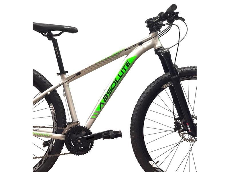 Bicicleta Aro 29 Absolute Wild Cinza/Verde 24 Marchas Cambios Shimano Freios A Disco Mecanico 15 ...