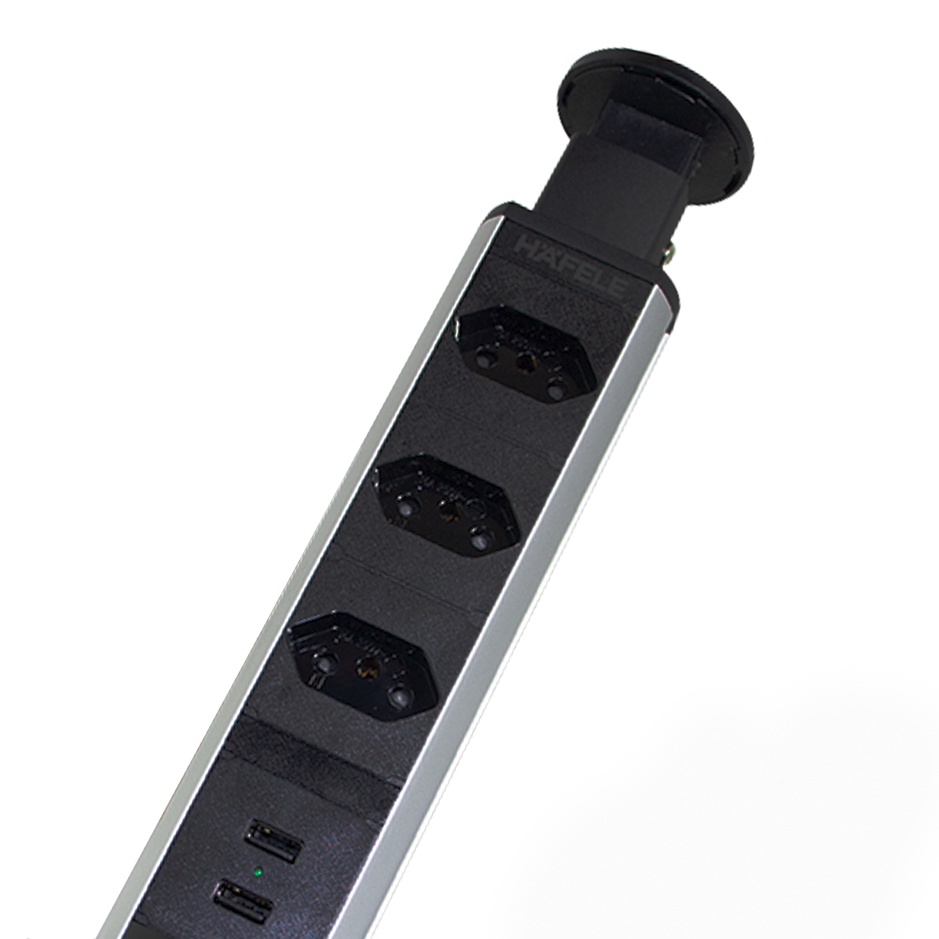 Tomada Torre para Bancada USB 3 Plug e 2 USB Preto Hafele | MadeiraMadeira