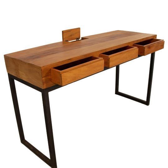 Mesa Escrit Ferro Pé Quad com Gavetas e com Caixa - Acabamento ...