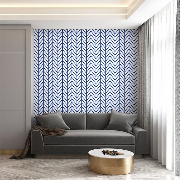 Papel de Parede Chevron Azul Marino | MadeiraMadeira