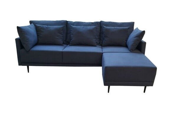 Sofá Confort Slim - Linho Eco Algodão - Cor Azul | MadeiraMadeira