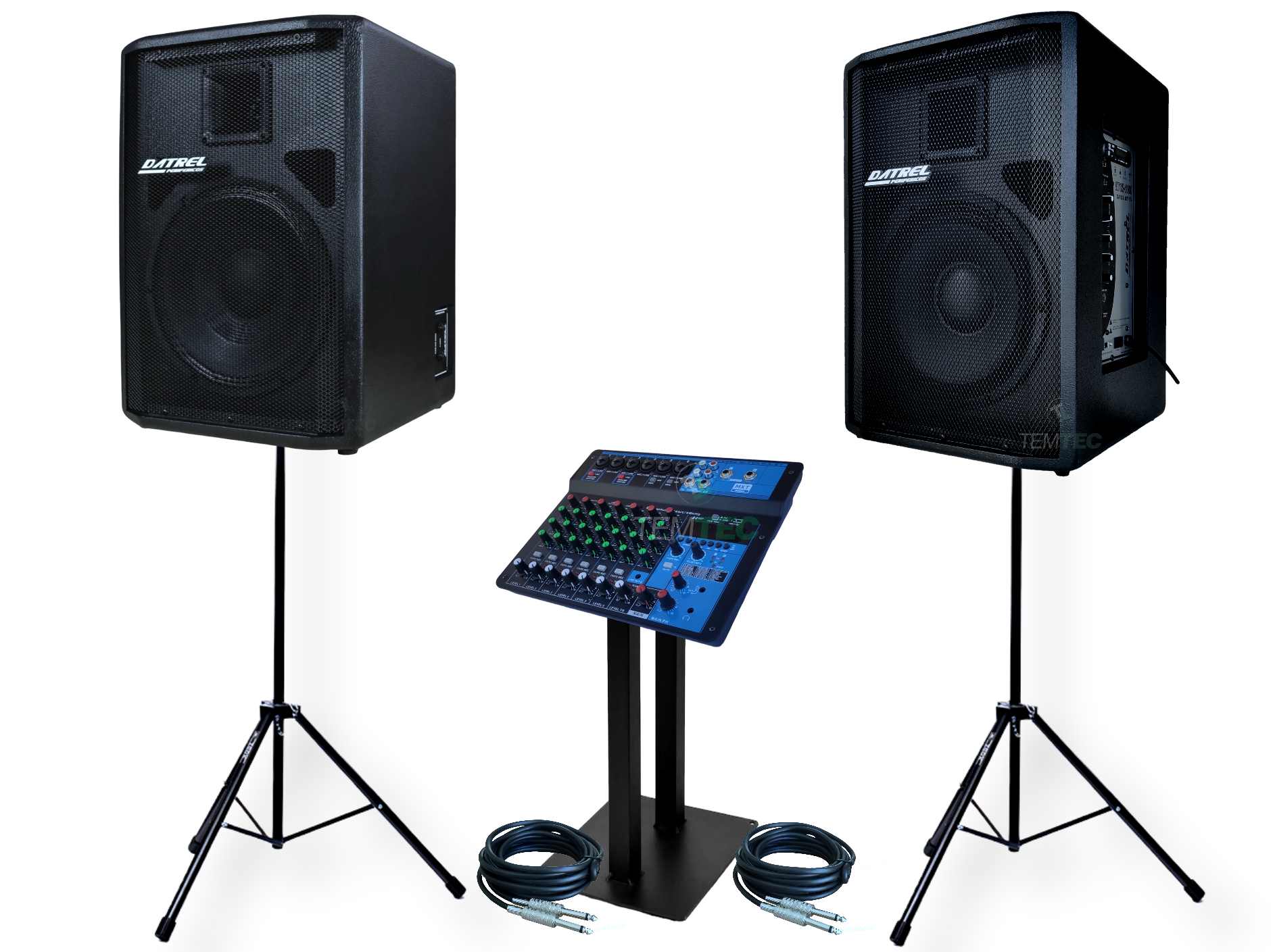 KIT CAIXA SOM ATIVA PASSIVA 12" 500W DATREL TRIPÉ MESA PROF | MadeiraMadeira