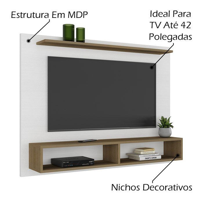 Painel Para TV 42 Polegadas PN2204 Branco Avela HEC | MadeiraMadeira
