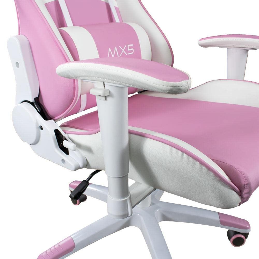 Cadeira Gamer Mx5 Giratória Branco e Rosa Mymax | MadeiraMadeira