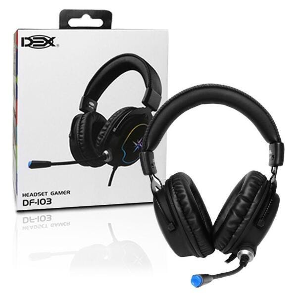 Headset Gamer Rgb LED Preto USB 7.1 Cabo 2M Df-103 Dex | MadeiraMadeira
