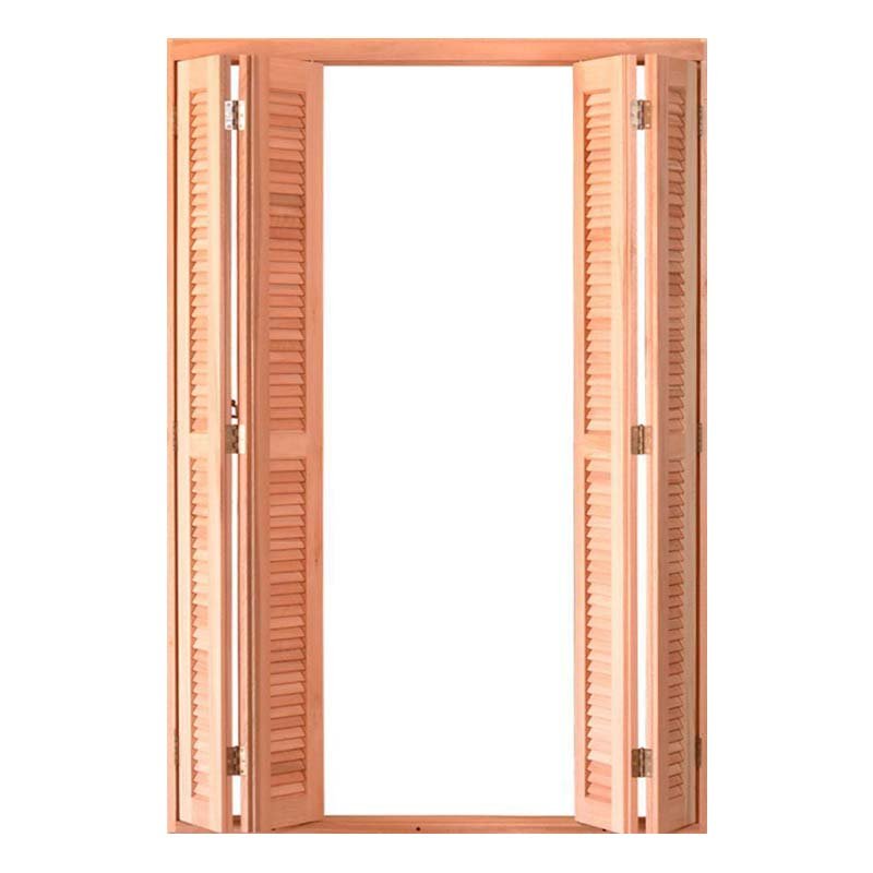 Porta Balcão Pantográfica Quadriculada Com Veneziana Reto de Eucalipto ...