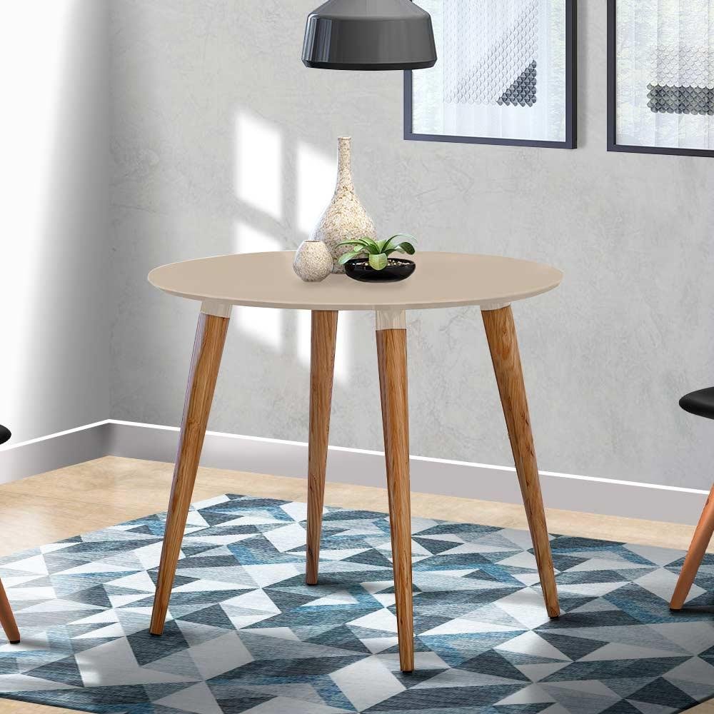 Mesa Redonda 4 Lugares Pés Palito Off White Veneza Casa D | MadeiraMadeira