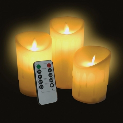 Conjunto com 3 Velas Eletricas com Controle Flame Moving | MadeiraMadeira
