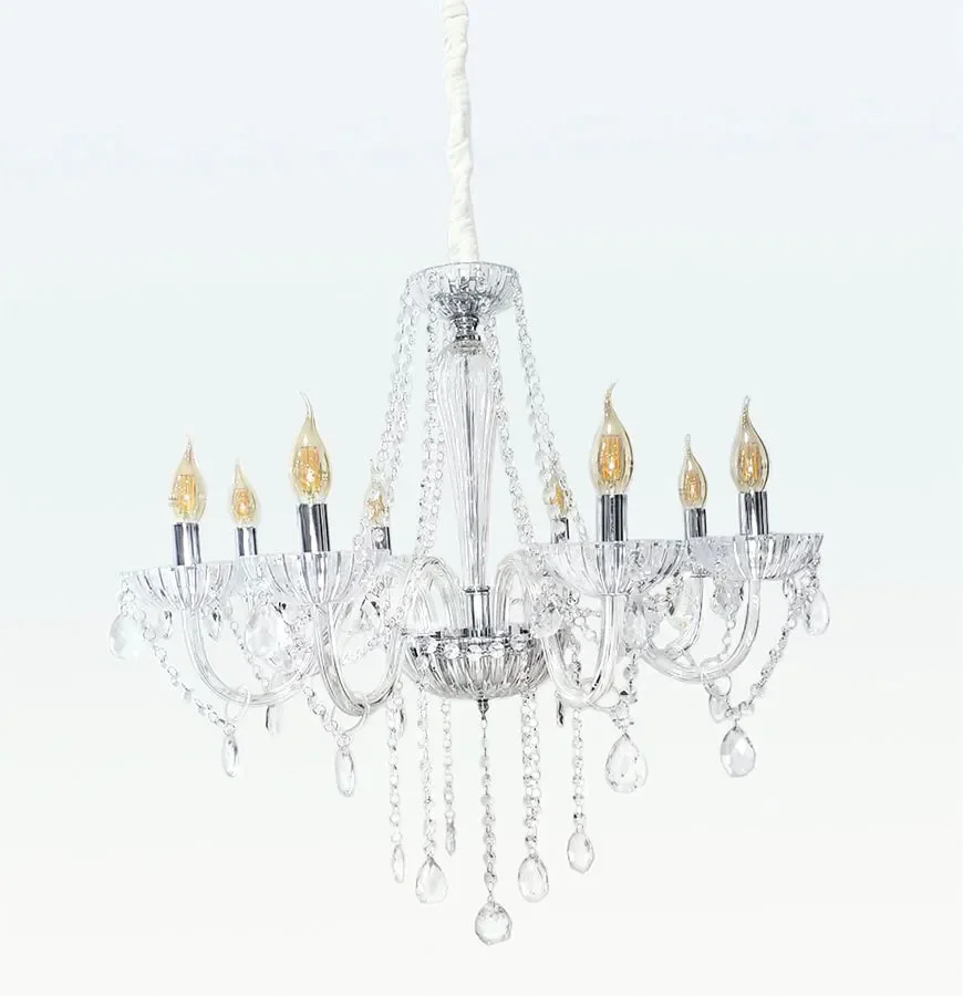 Lustre Cristal K9 8 Braços Transparente Maria Tereza (1290-8 T ...