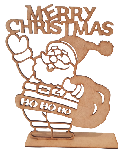 10 Enfeites Decorativos Papai Noel Merry Christmas Mdf Cru | MadeiraMadeira