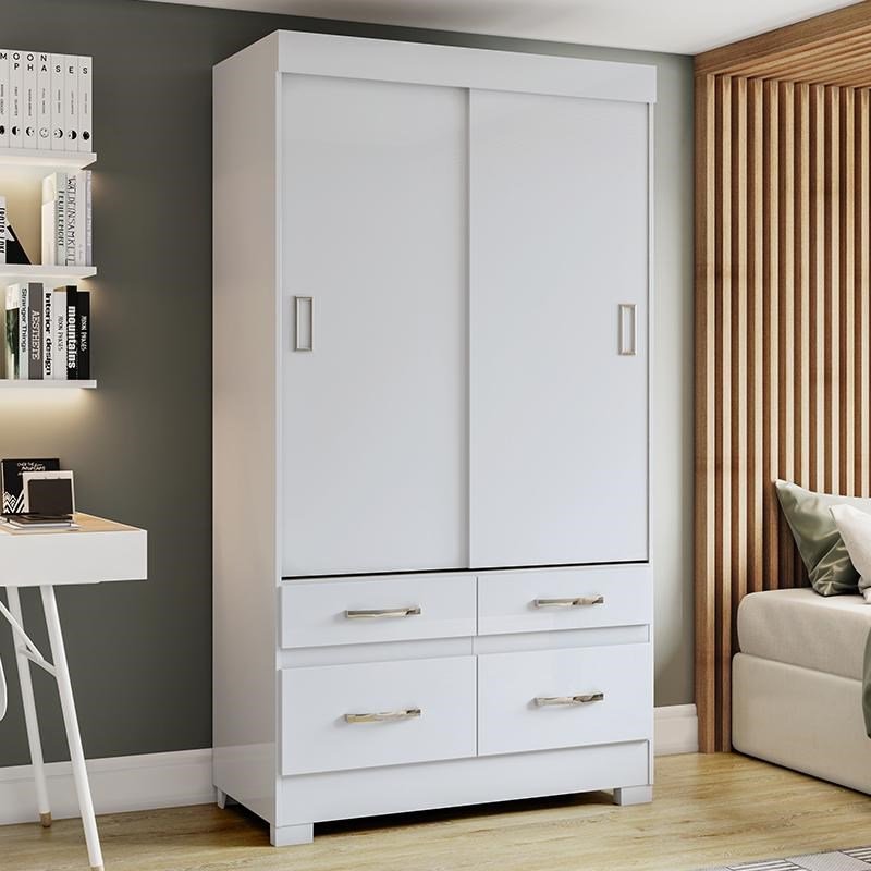 Guarda Roupa Solteiro Marel 2 Portas de Correr Flex Branco - Móveis ...