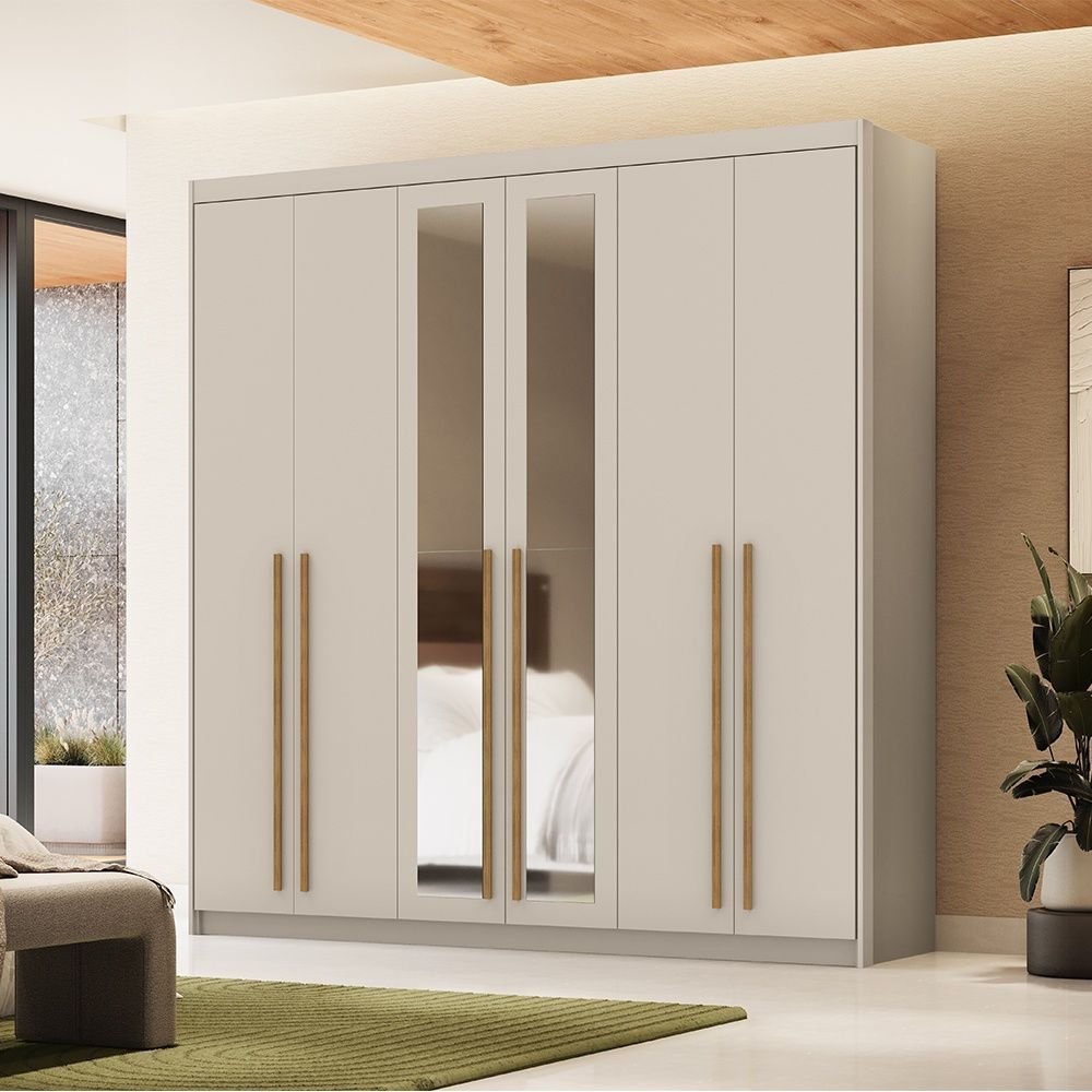 Guarda Roupa Roupeiro Casal Dubai 6 Portas com Espelho Fendi Vila Rica ...