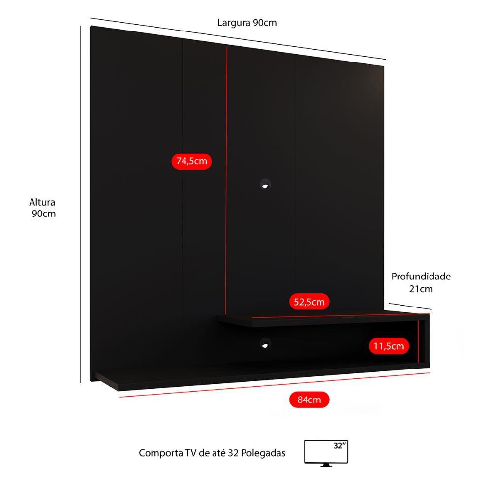 Estante Painel Parede Smart Tv 32 Polegadas Prateleiras Decorativas ...