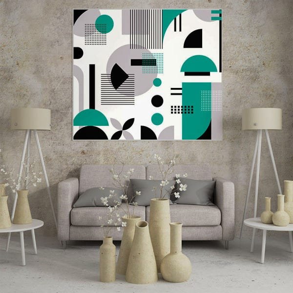 Placa Decorativa Abstrato Moderno Branco Azul Esverdeado - 100 X 98 ...