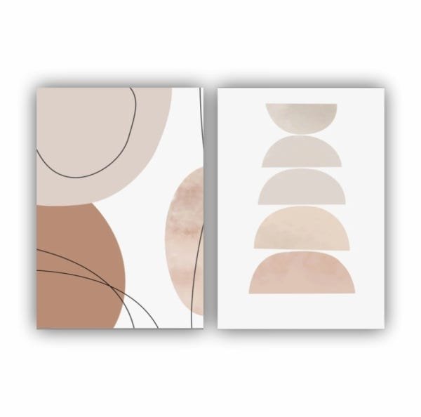 Quadro Abstrato Boho Marrom Beje - Kit 2 telas - 60 x 40 cm - Preta ...