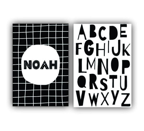 Quadro Escandinavo Letras e Nome - Kit 2 telas - 60 x 40 cm - Chassi ...