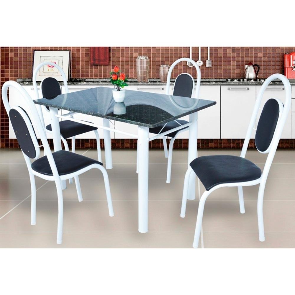 Mesa Tubular com Tampo em Granito Jasmim 1,10 metros base Branca Fabone ...