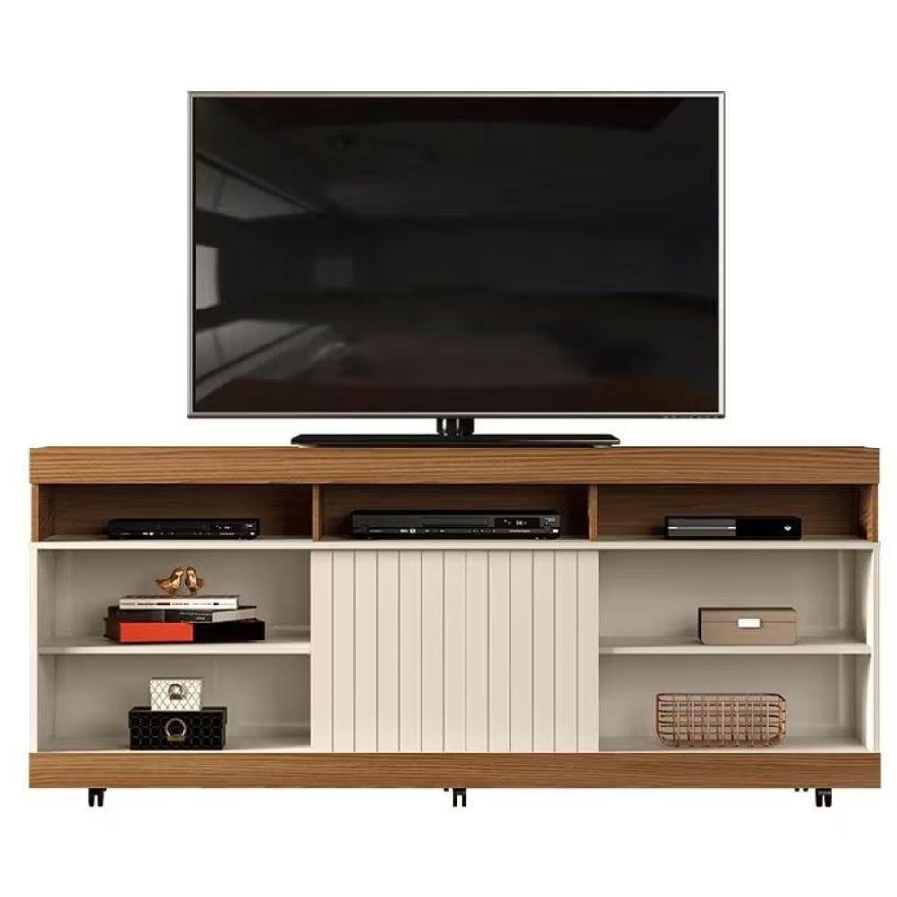 Rack para Tv Dili até 60" Carvalho Nobre Off White 160cm - Fabrica 1 Móveis | MadeiraMadeira