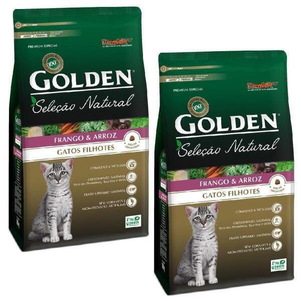Kit 2Un Golden Gatos Seleção Natural Filhotes Frango 10,1Kg ...
