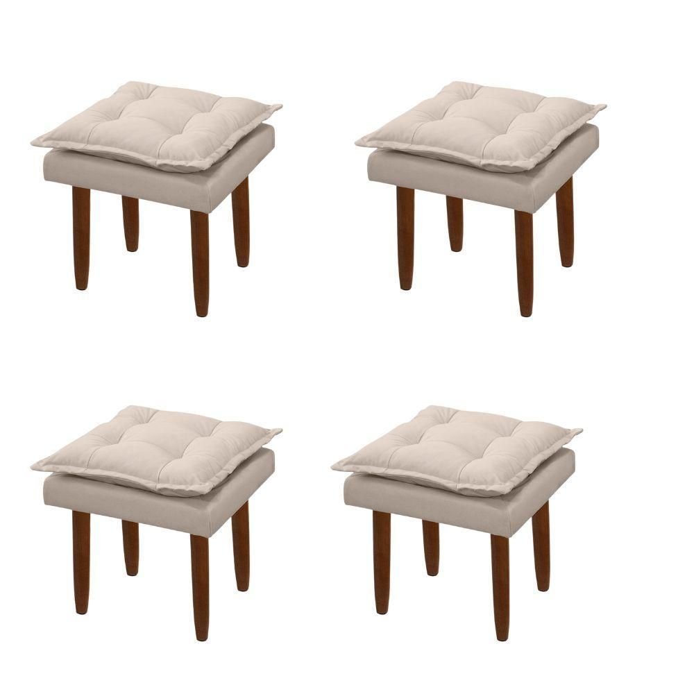 Kit 04 Puff Maria para Sala de Tv e Estar Quarto Confortável Suede Bege ...