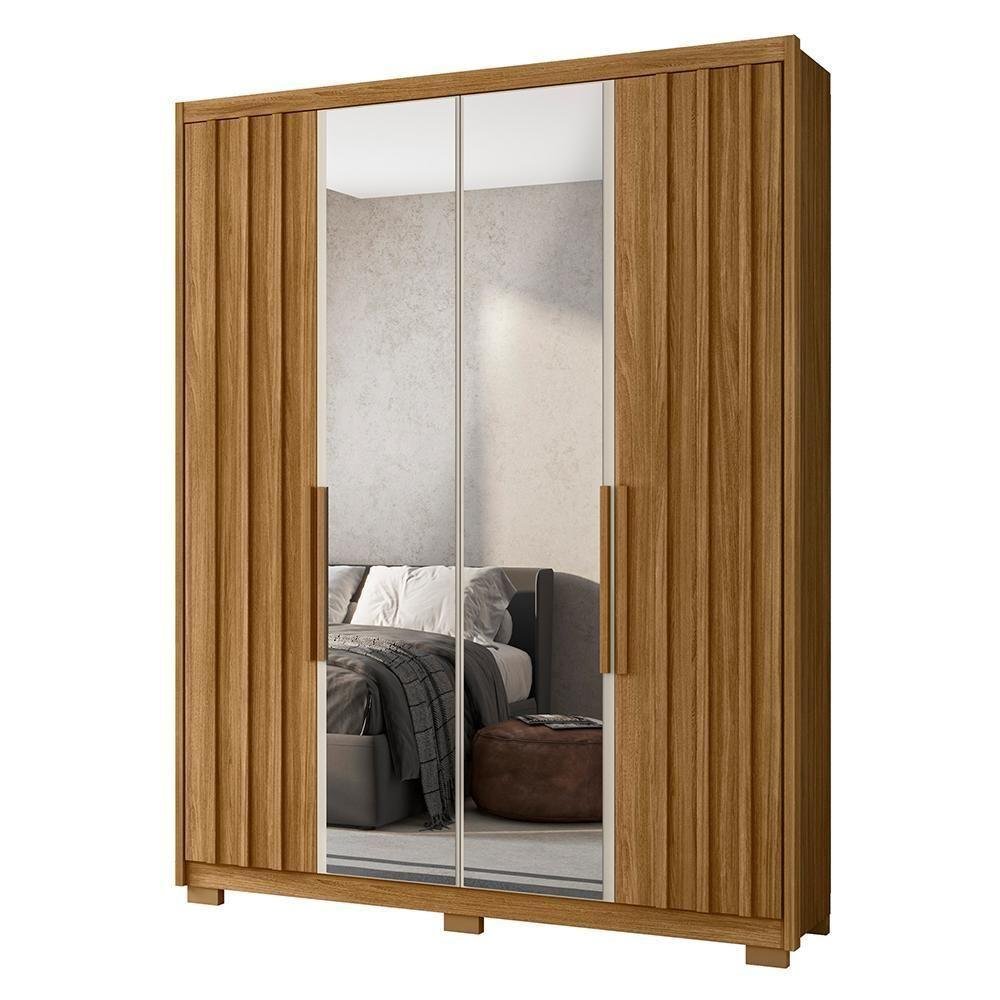 Guarda Roupa Casal Califórnia Ripado 4 Portas Freijó Off White com ...