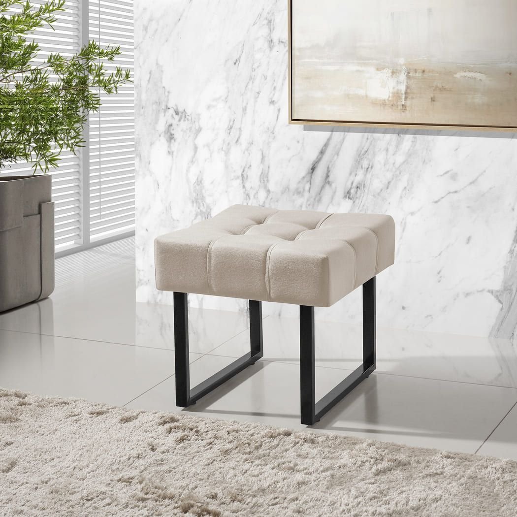 Banqueta Pés de Ferro Sala Quarto Moderna Luxo - Areia | MadeiraMadeira