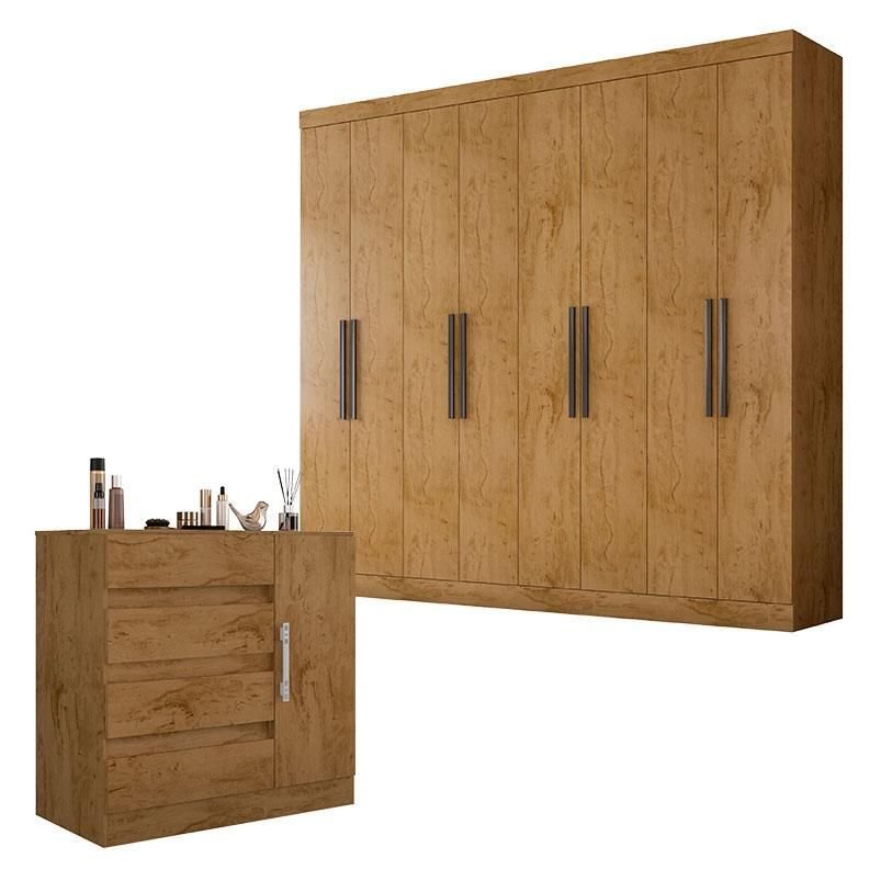 Guarda Roupa Casal Prime 1684 e Cômoda 8000 Freijó - Araplac ...