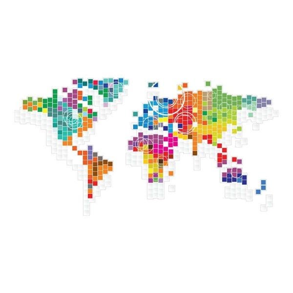 Adesivo de Parede Mapa do Mundo em Pixels | MadeiraMadeira
