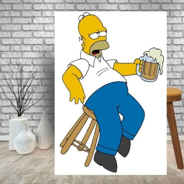 Placa Decorativa Bar Homer Simpson Cerveja - 40x60cm | MadeiraMadeira