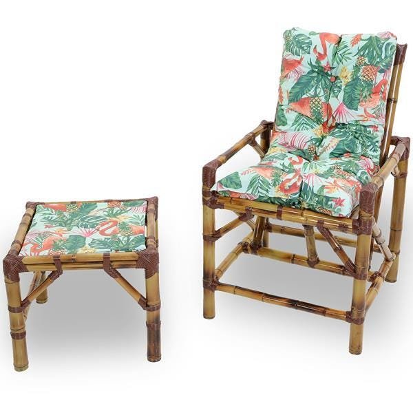 Cadeira de Bambu 1 Lugar com Almofada Impermeável Aruba | MadeiraMadeira