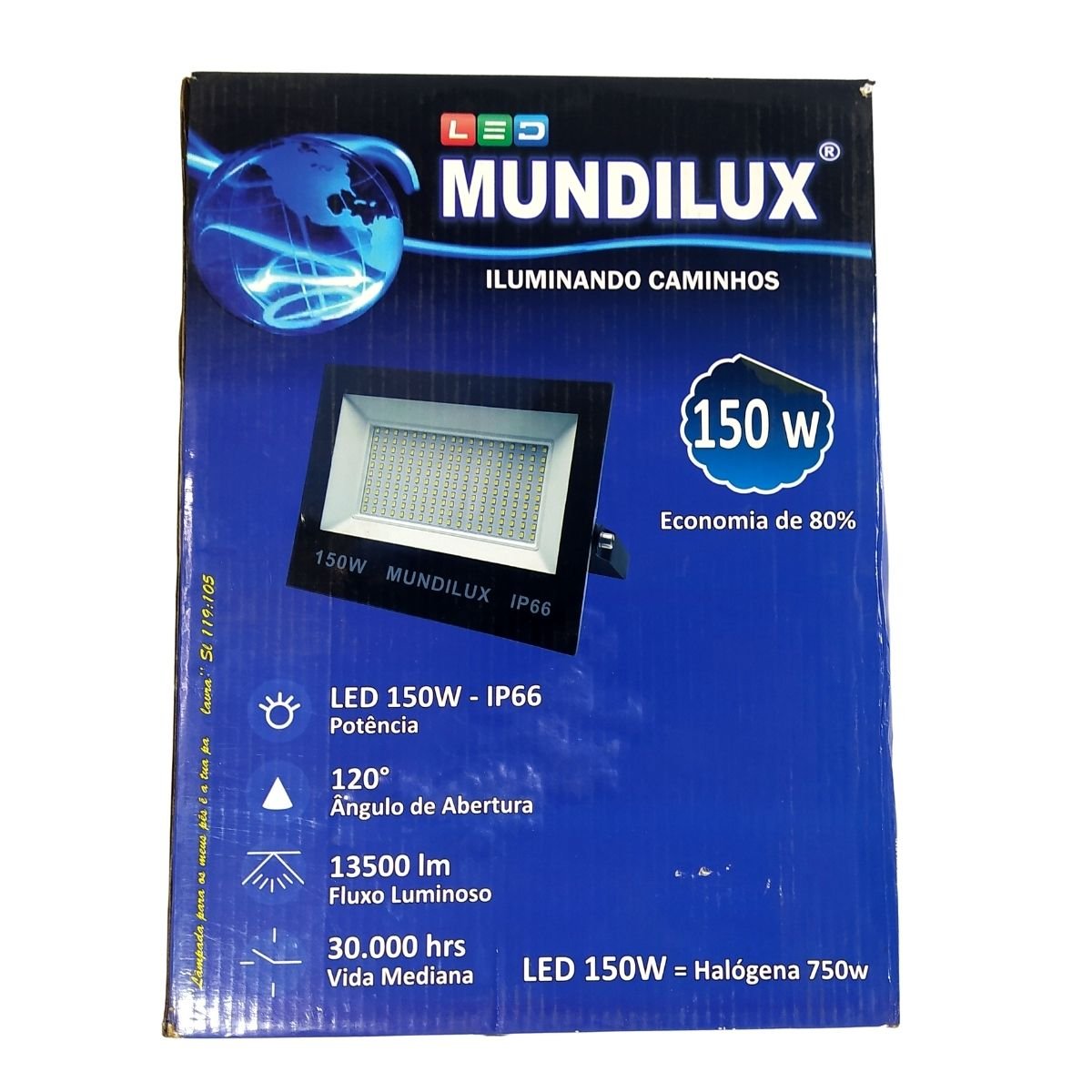 REFLETOR LED 150W SLIM 6000K MUNDILUX - Preto | MadeiraMadeira