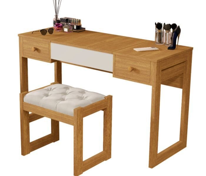 Penteadeira Luanda 2 Gavetas C/colmeia Cinamomo Off White 100%mdf - Fenix | MadeiraMadeira