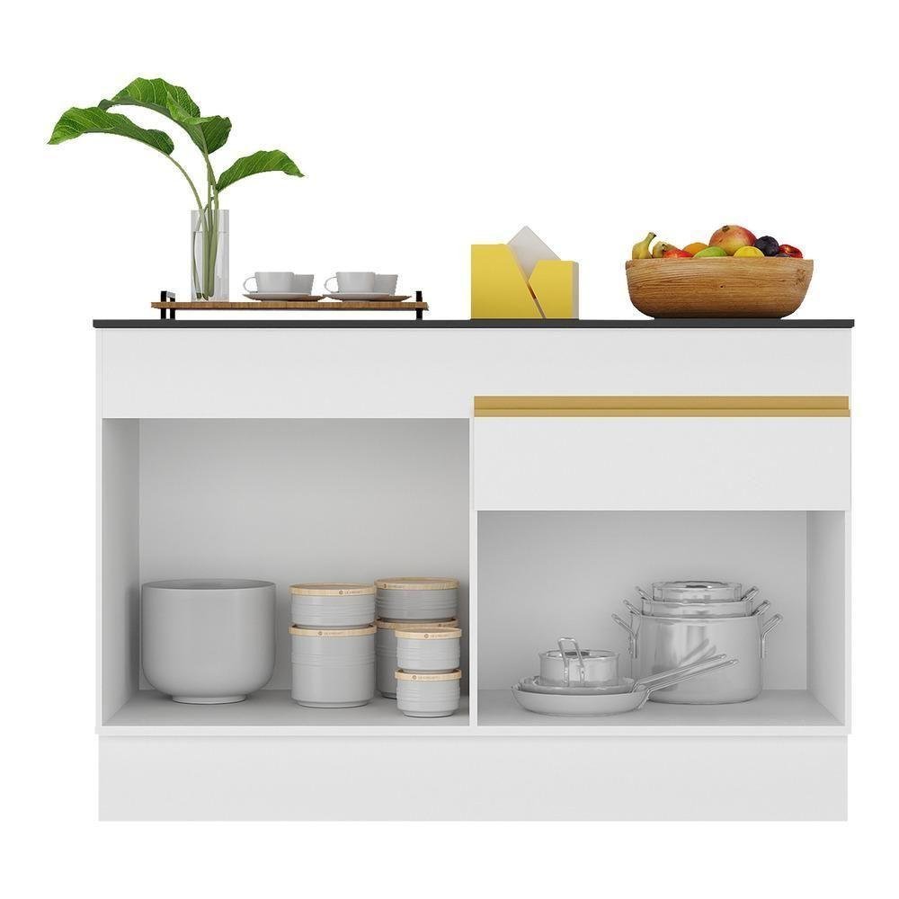 Balcão Cozinha 120cm com Rodapé 2 Portas 1 Gaveta Veneza Multimóveis ...