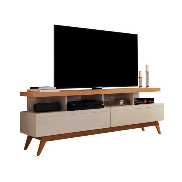 Rack Germai Vivare Wood 1.6 Off White/Nature TV 65 Polegadas:Off White ...