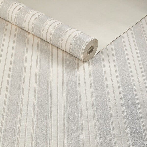 Papel de Parede Vinilico Importado Listrado Prata por Metro ...