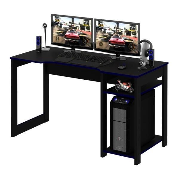 Mesa Gamer para Computador Me4152 Trevalla Azul e Preto | MadeiraMadeira