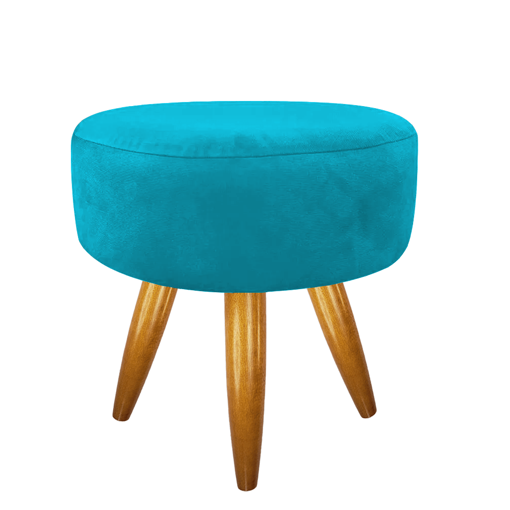 Kit 2 Puffs Banqueta Redondo Para Sala Quarto Penteadeira Turquesa ...