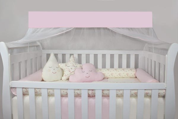 Kit Berço Roll 13 Peças com Mosquiteiro - Floral Rosa | MadeiraMadeira