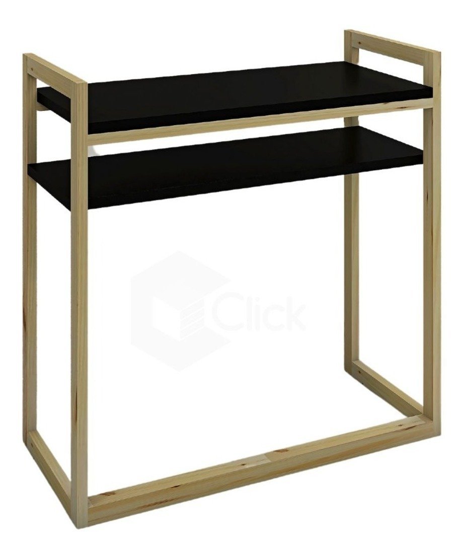 Kit Mesa Preta + Cadeira + Prateleira Estilo Escrivaninha Multiuso Nova Decor Conjunto De Móveis ...