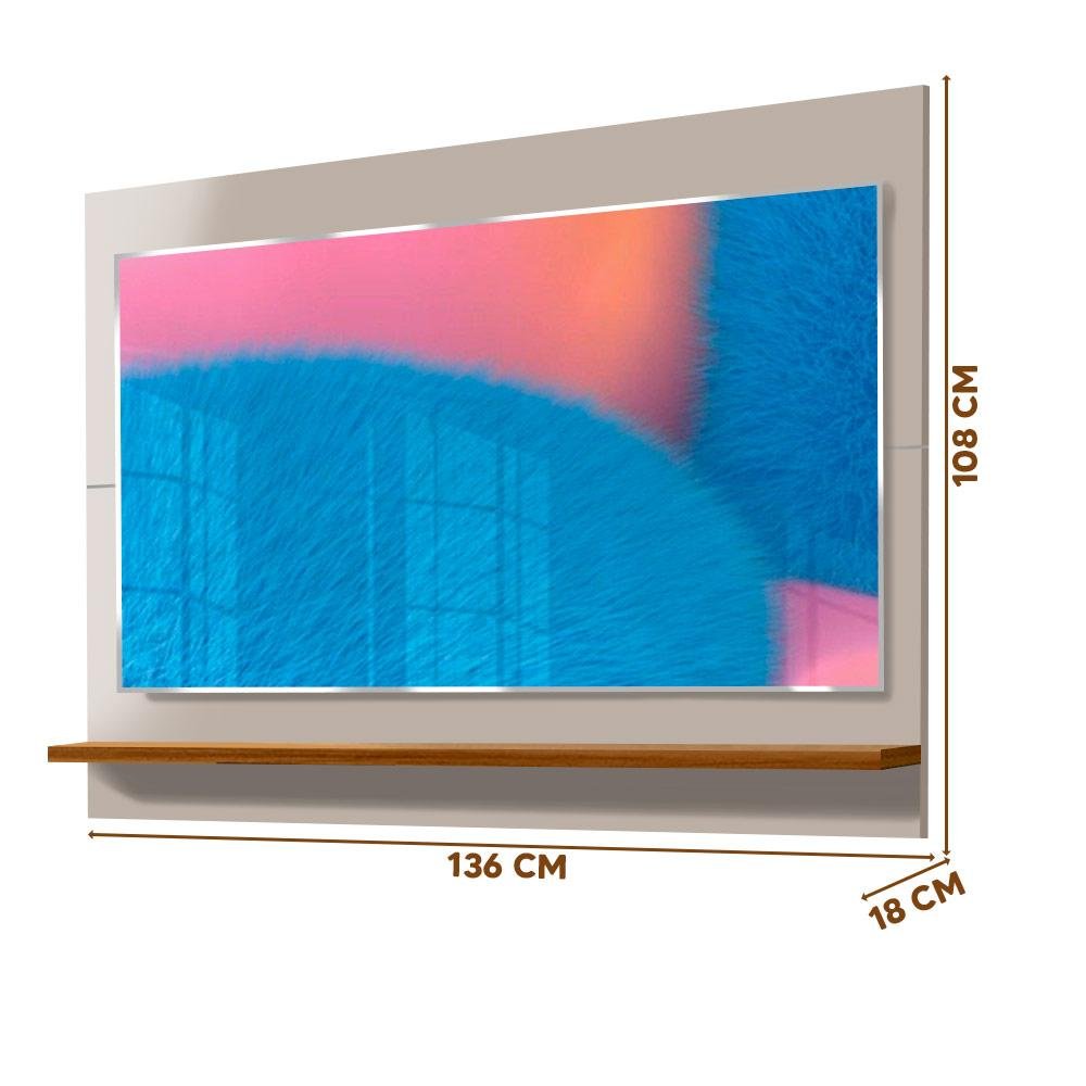 Painel Com Rack TV 55 Polegadas Off White Madeira Amsterdã Vênus ...