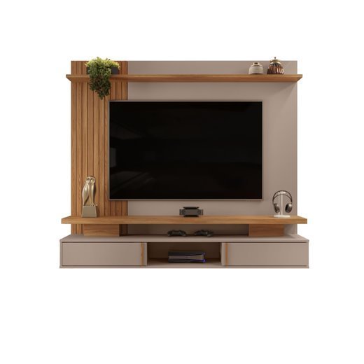 Painel Leoni Para Tv 65 Porta Deslizante Grizz/Carvalho - Dj Móveis ...