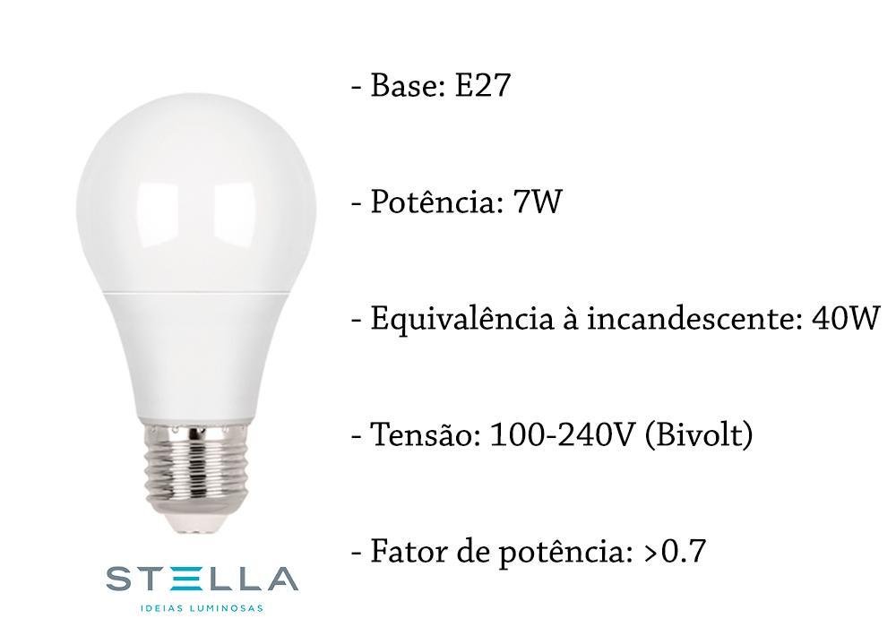 Kit 6 Lampada Bulbo Led 7W E27 Branco Quente Stella Lup05 | MadeiraMadeira