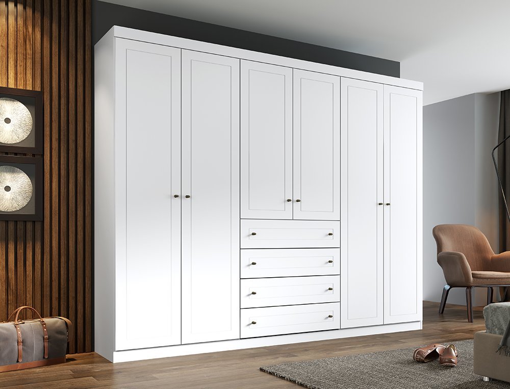 Guarda Roupa Casal Americano D205 Branco Henn | MadeiraMadeira