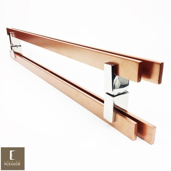 KIT PUXADOR PORTA PIVOTANTE ( AQUARIUS ) AÇO INOX COBRE + FECHADURA ...