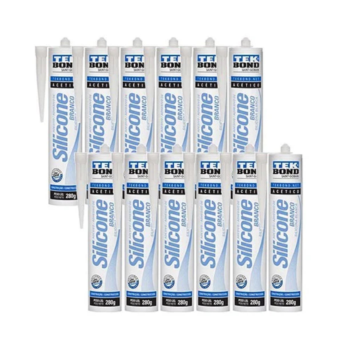 Kit 12 Silicone Adesivo Acético Multiuso Branco 280g Tekbond ...