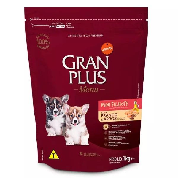 Ração Gran Plus Menu Cães Filhotes Mini Frango Arroz 1kg | MadeiraMadeira