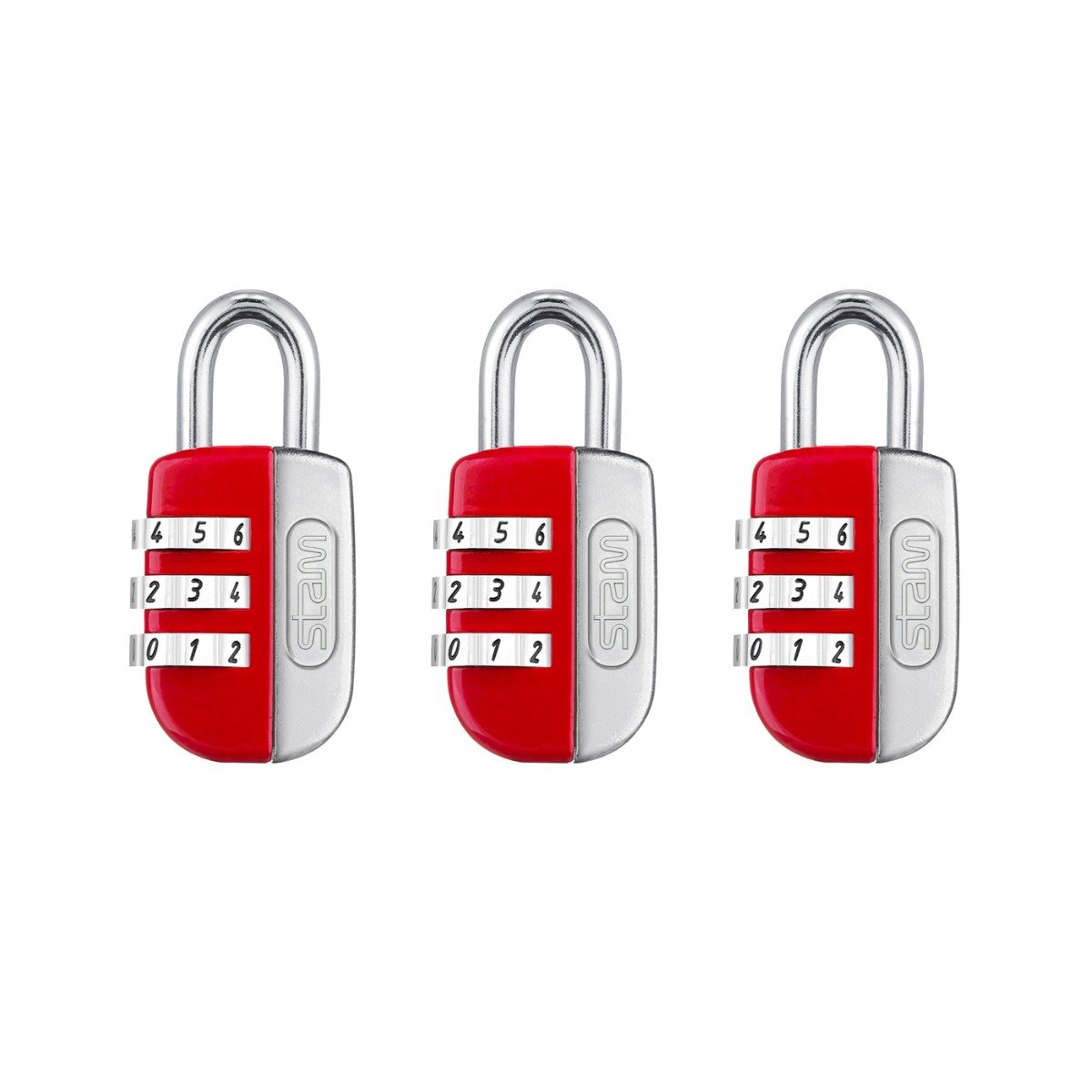 Cadeado Stam Life Colors 20mm com Segredo Vermelho 3 Peças | MadeiraMadeira