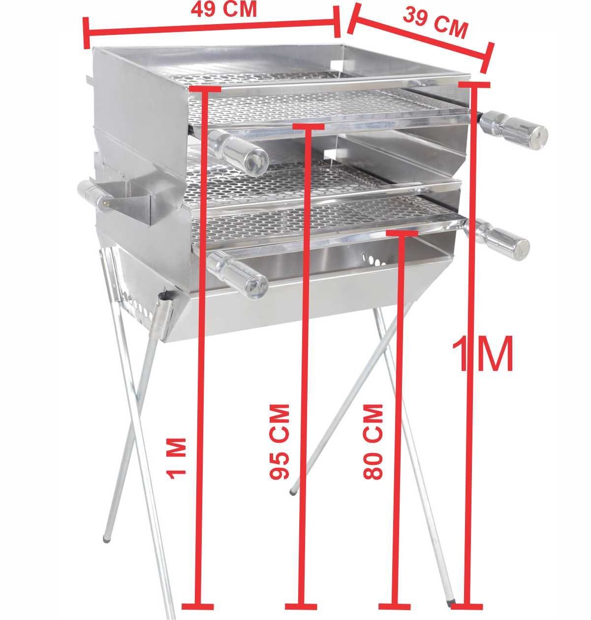 Churrasqueira Inox Luxo Dupla 50x40 Com 02 Grelhas Inox 50x40 | MadeiraMadeira